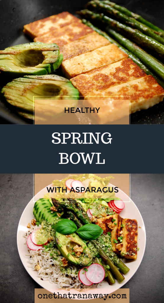 veggie packed spring bowl with wild garlic dressing - one that ran away