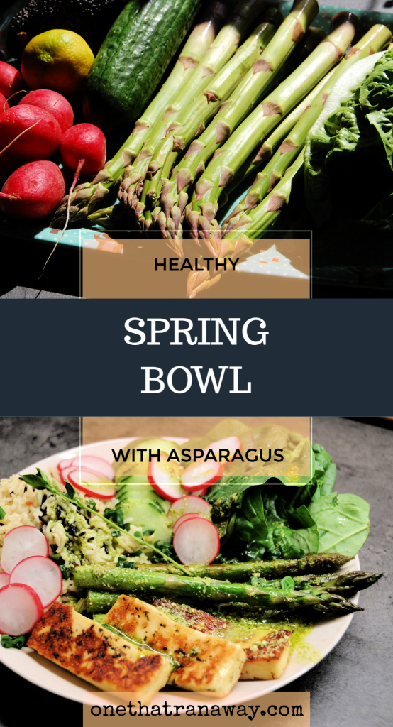 veggie packed spring bowl with wild garlic dressing - one that ran away