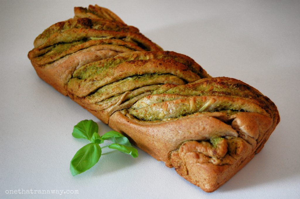 homemade braided pesto bread - one that ran away