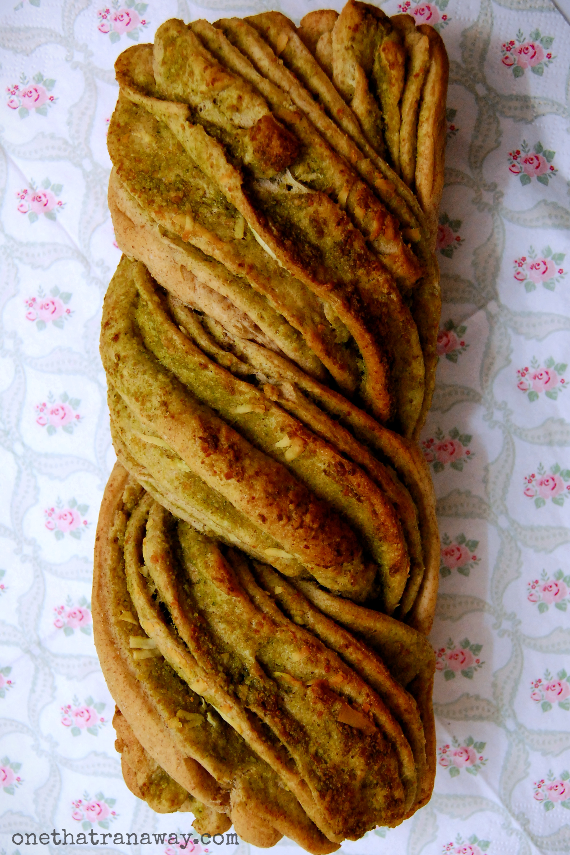 homemade braided pesto bread - one that ran away