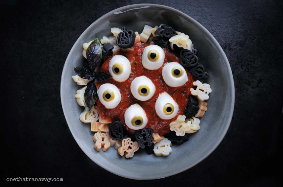 Halloween Eyeball Pasta - one that ran away